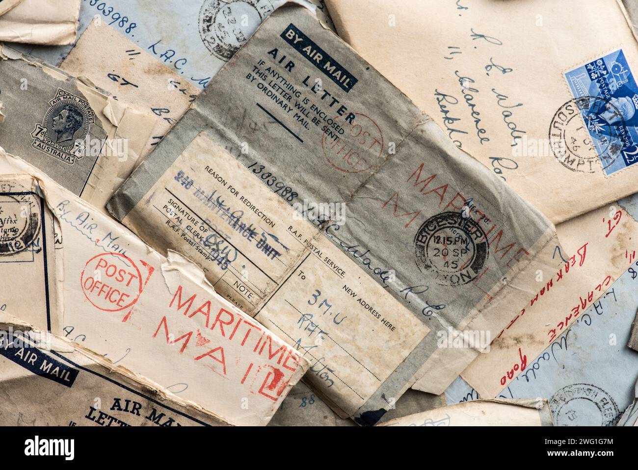 WW2 air mail letters via Maritime mail from a Wren to an RAF gentleman ...