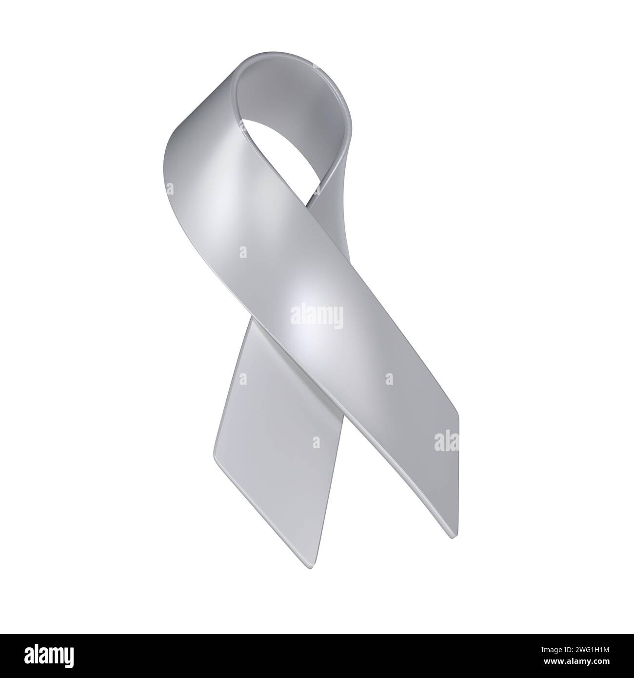 Brain Cancer 3d grey ribbon sign. Awareness Month Symbol Closeup, May ...