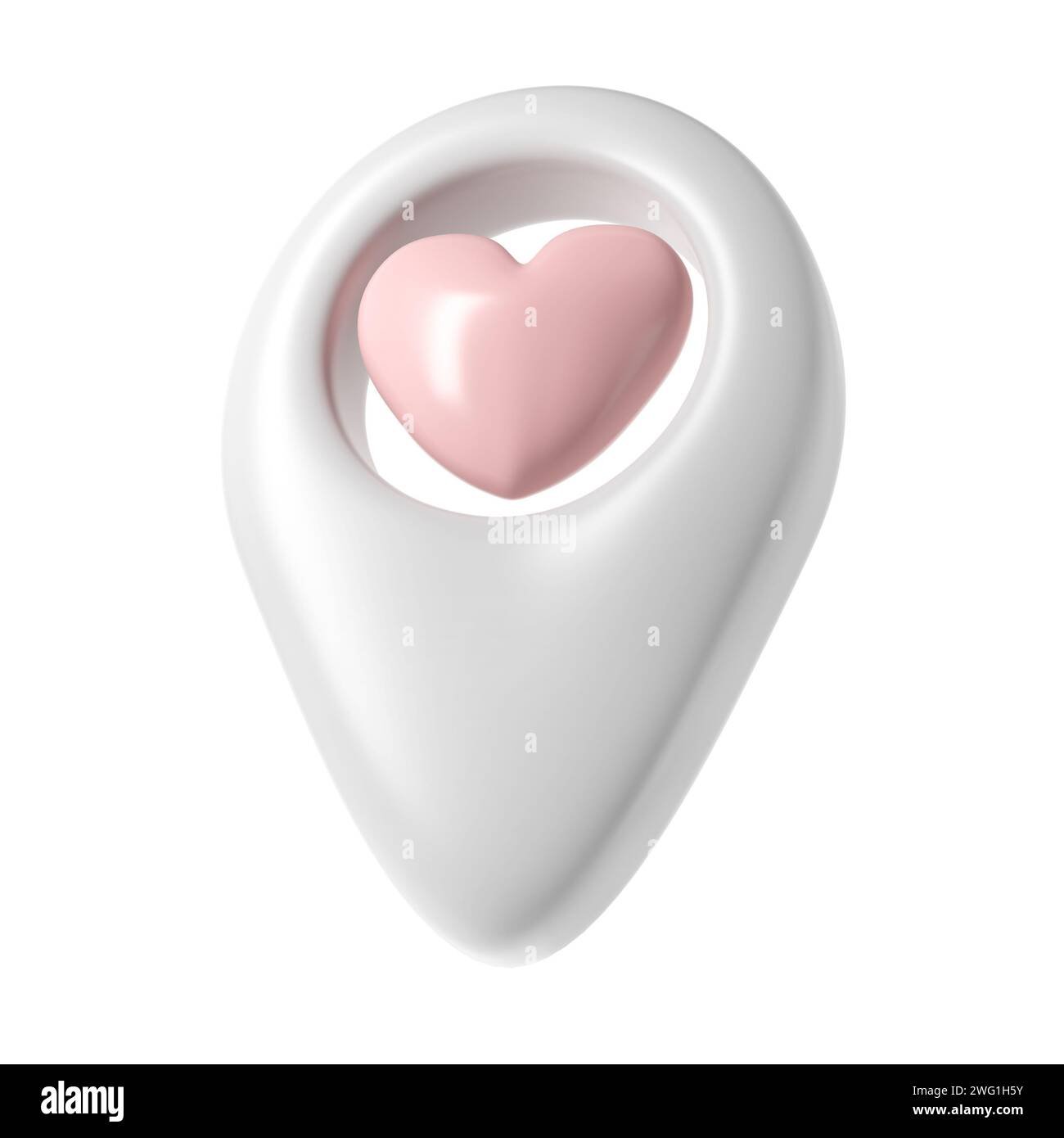 Map pointer 3d pin icon valentine. White geotag location point with ...