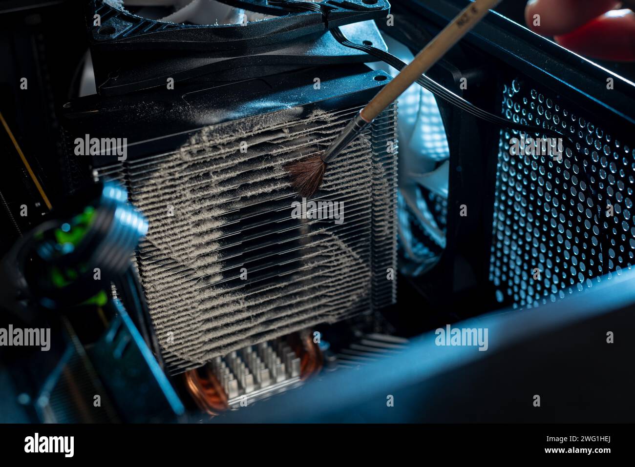 Dirty cooler ventilation system unit computer, cleaning from dust Stock ...