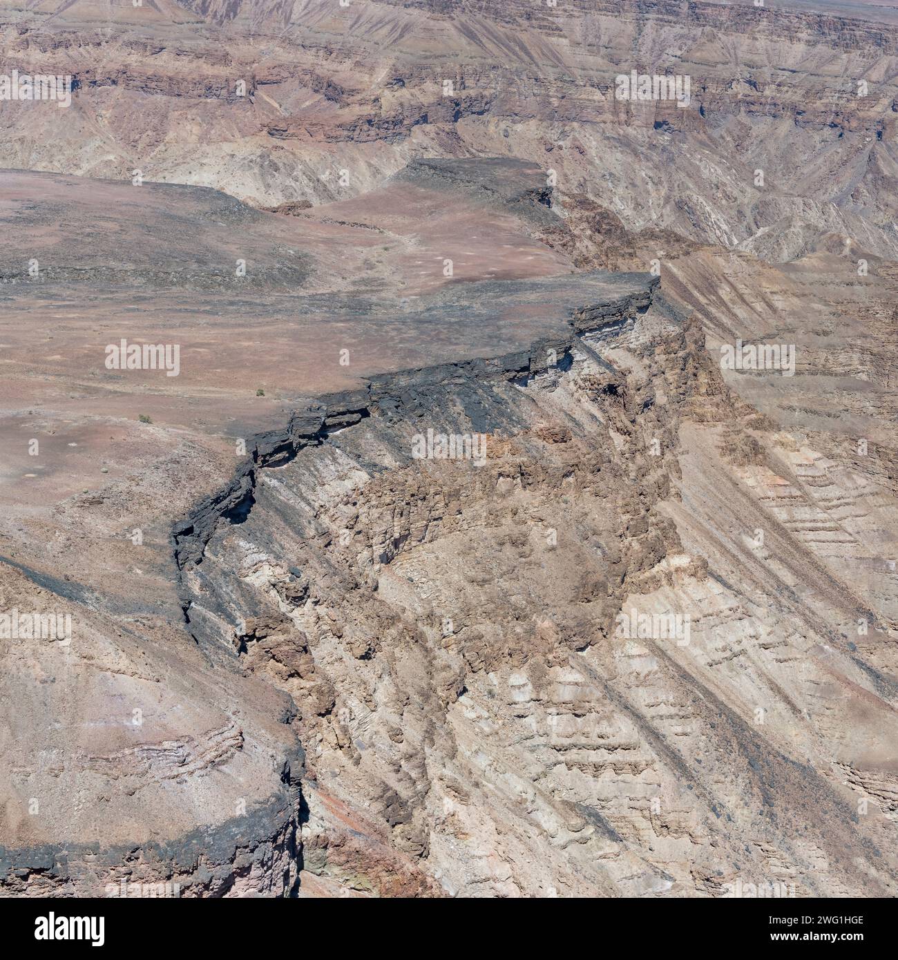 aerial landscape with basalt layer over escarpment plateau from Canyon ...