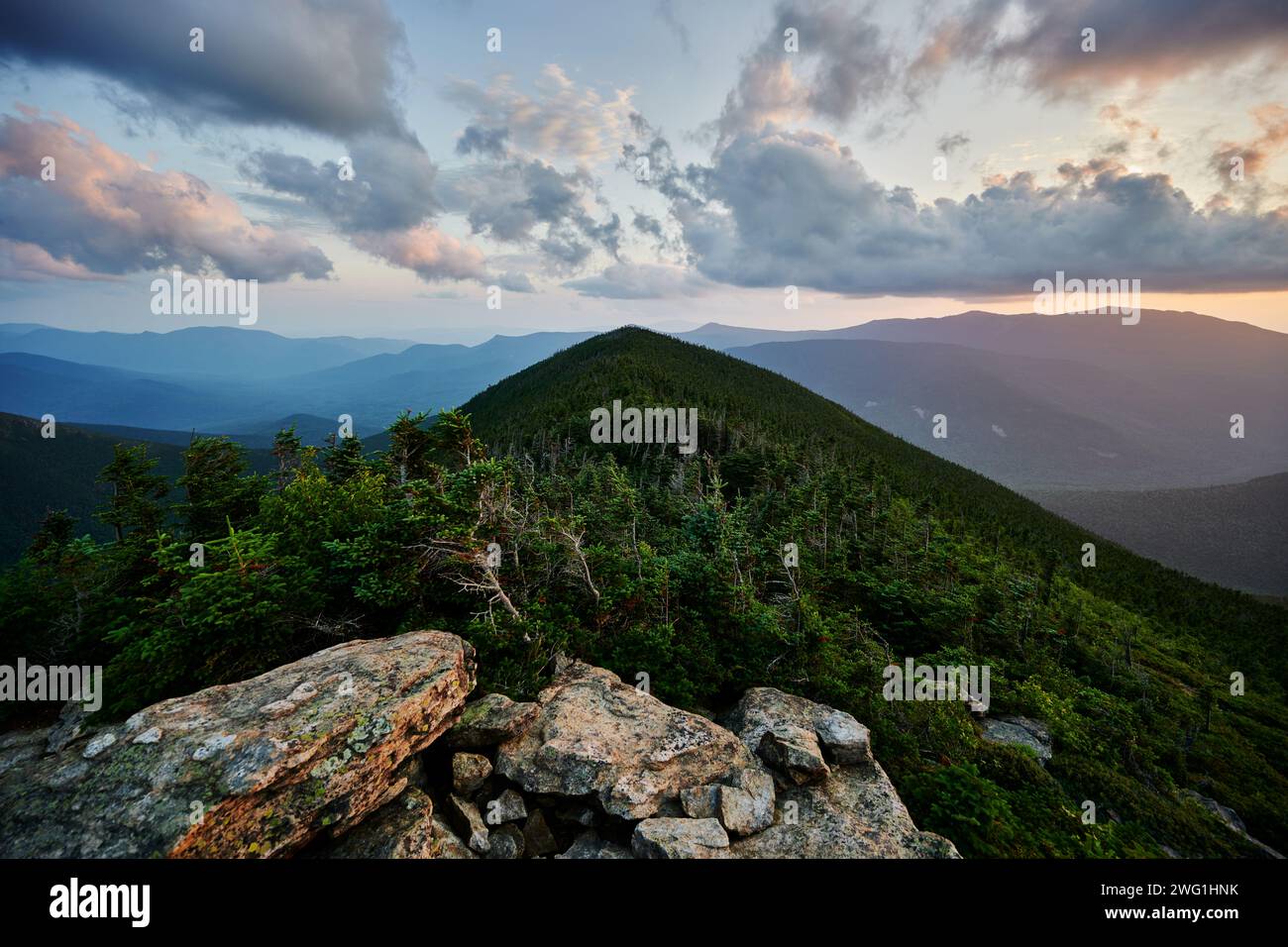 Galehead Mountain at sunset, White Mountain National Forest, New ...