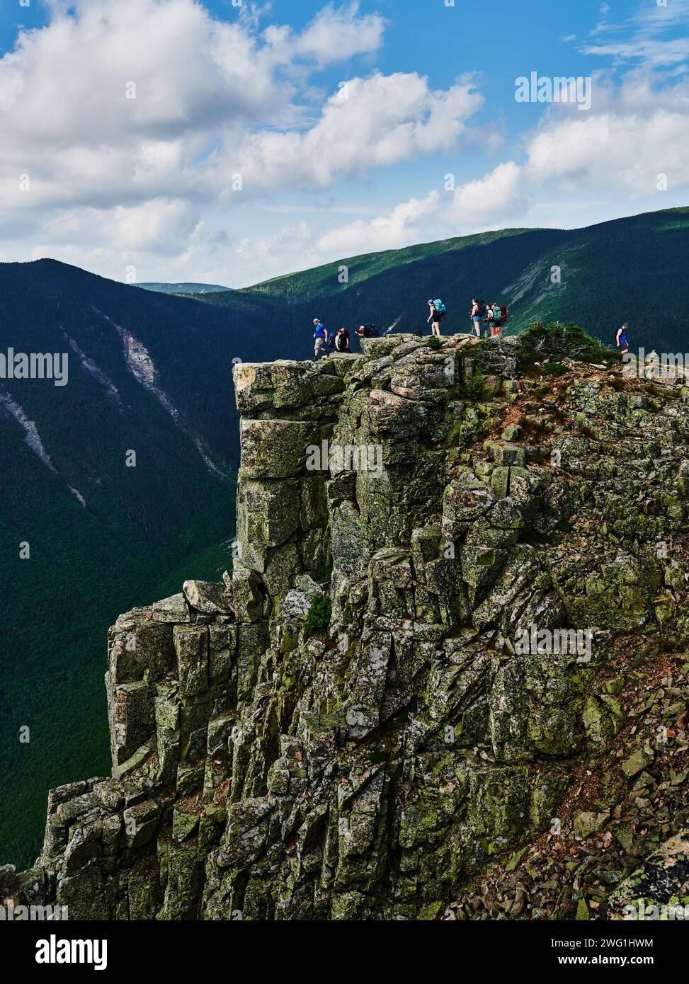 People enjoying the view from Bondcliff, Mount Bond, White mountains ...
