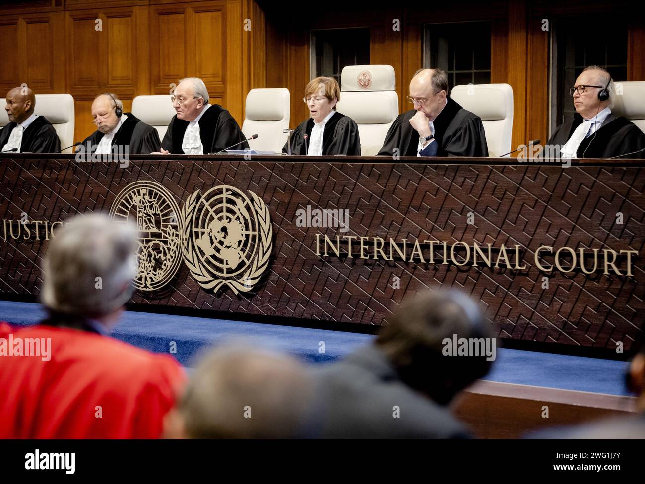 THE HAGUE - The judges including President Joan Donoghue (M) during the ...