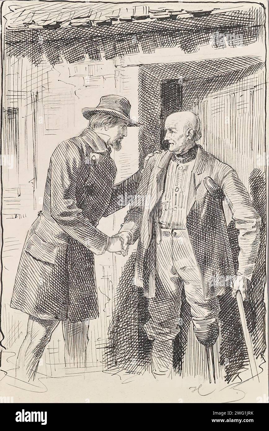 Two men, one of them an amputee, around 1875 Stock Photo - Alamy