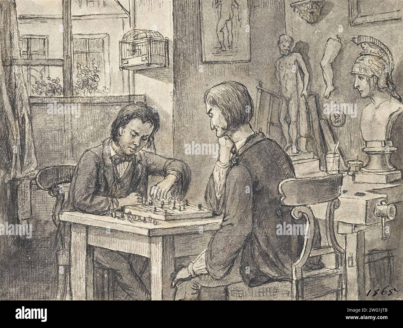 The chess players in the sculptor's studio, around 1870 Stock Photo - Alamy
