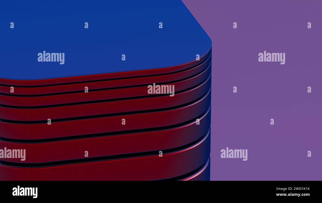 An abstract palette featuring blue and red reflections, creating a ...
