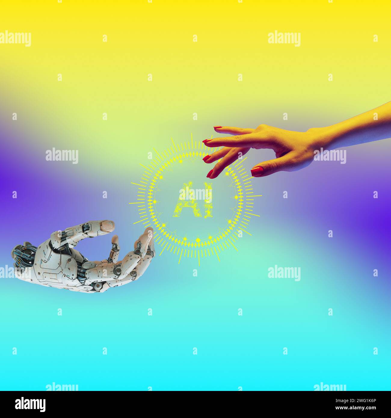 Female cyborg reaching hand hi-res stock photography and images - Alamy