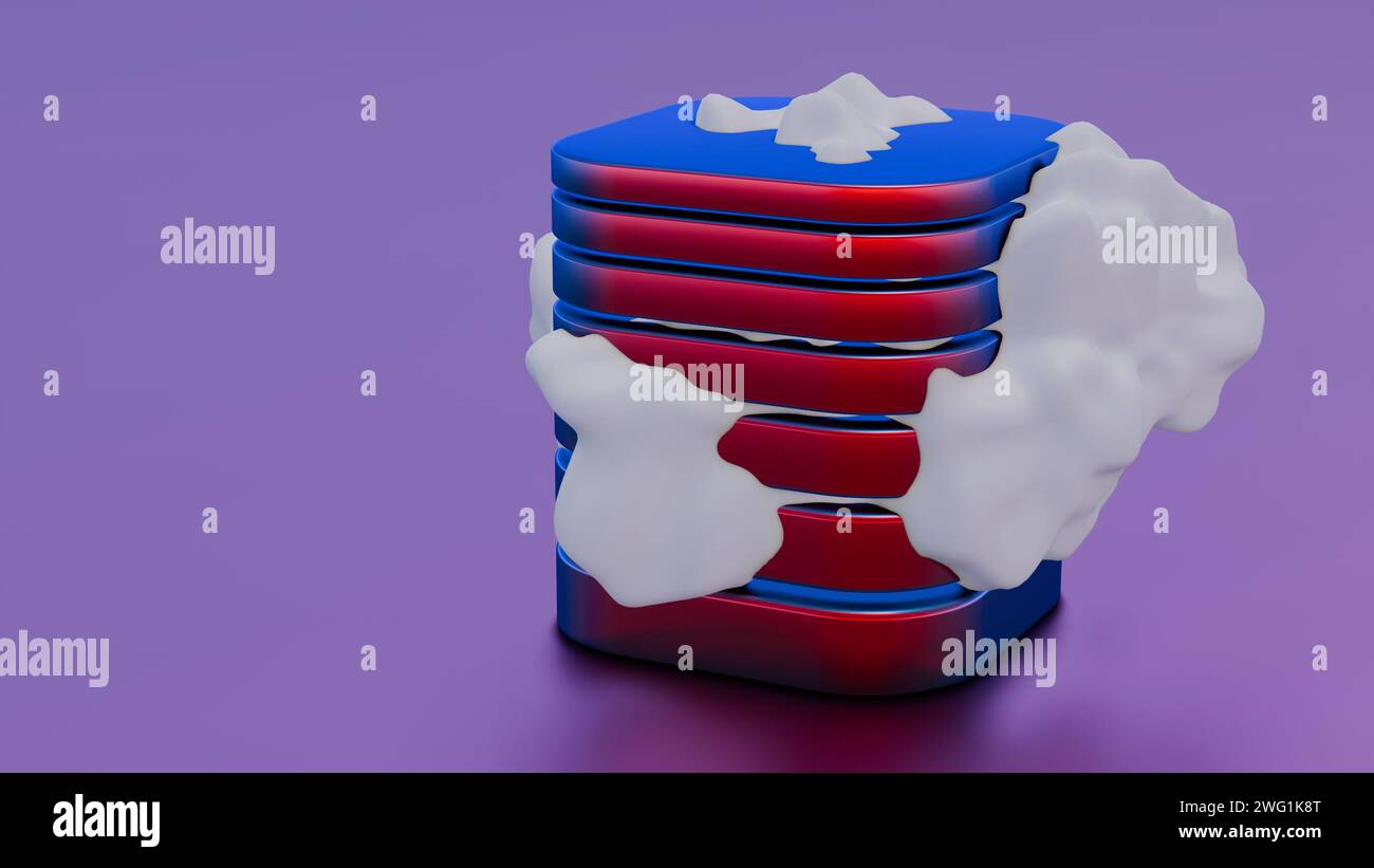 A 3D interpretation of a server and cloud, symbolizing the integration ...