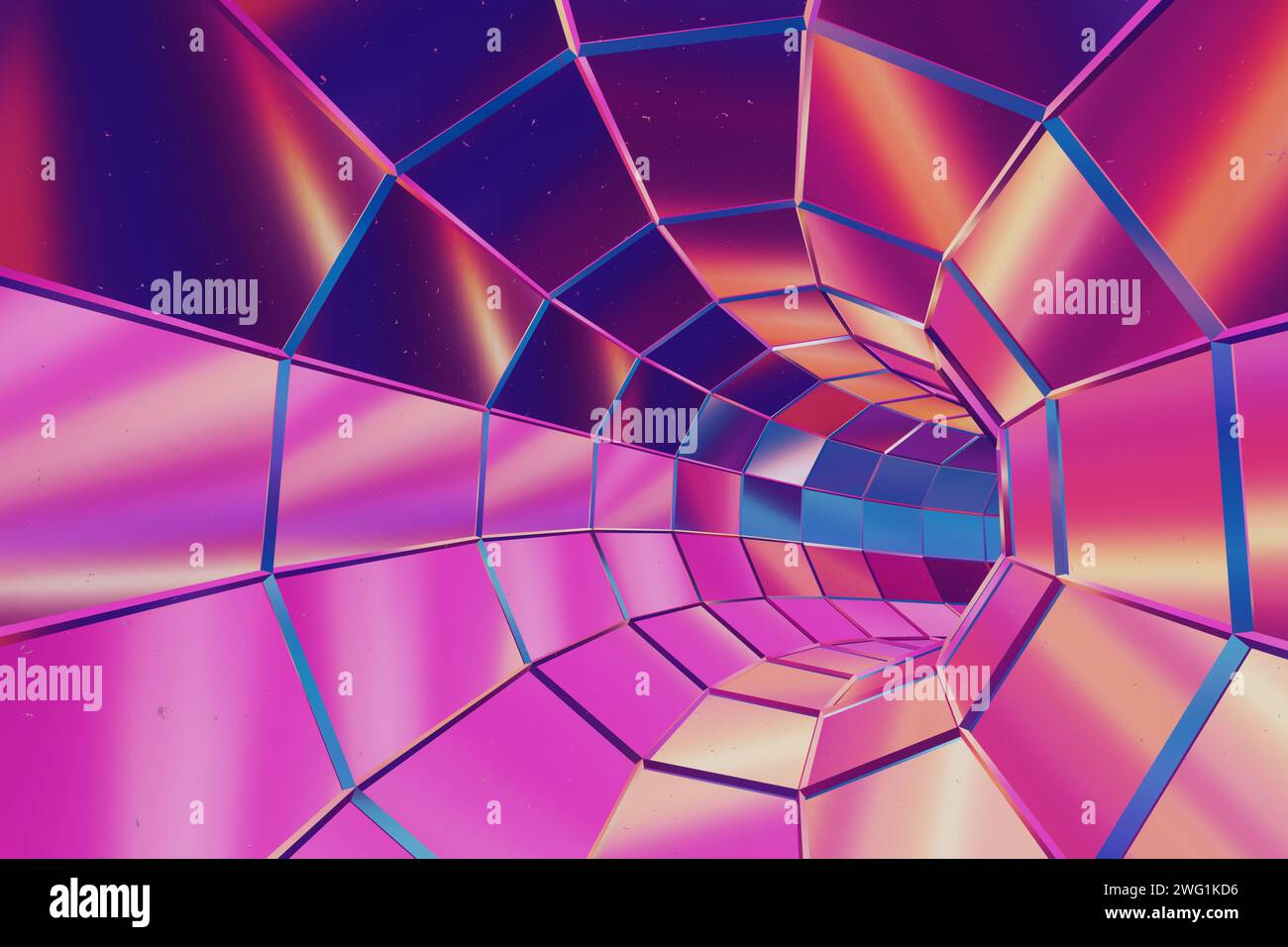 3D abstract image of a multicolored tunnel with stars, creating a ...