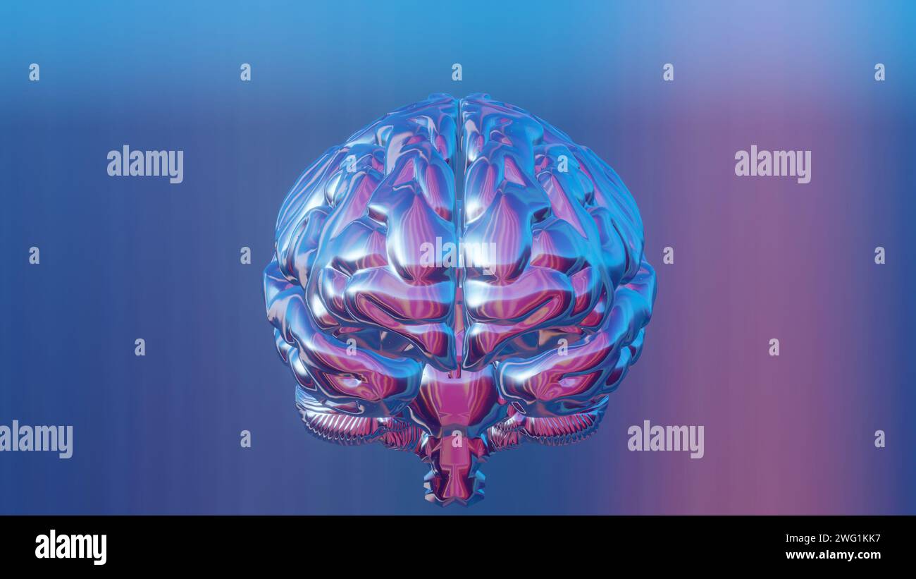 3D holographic brain with various colors and an intriguing image ...