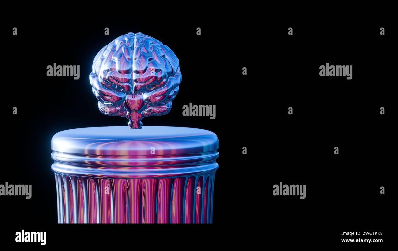 3D holographic brain with various colors and an intriguing image ...