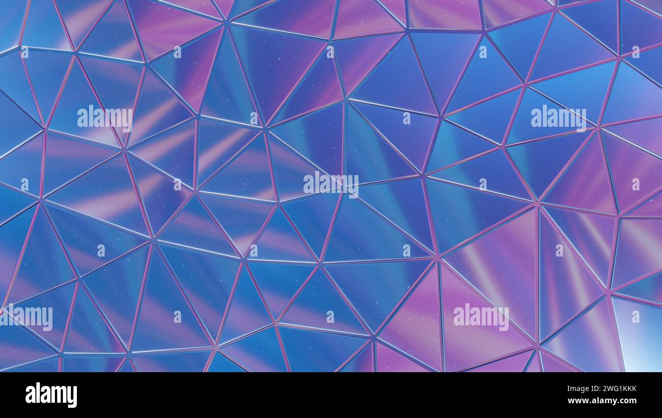 Abstract 3D render featuring a low poly, holographic backdrop, creating ...