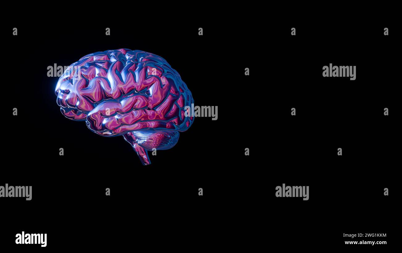 3D holographic brain with various colors and an intriguing image ...