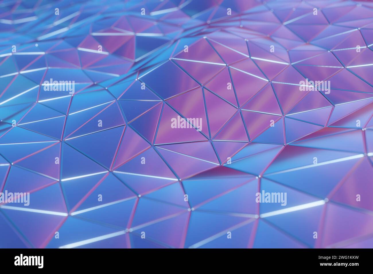 Abstract 3D render featuring a low poly, holographic backdrop, creating ...