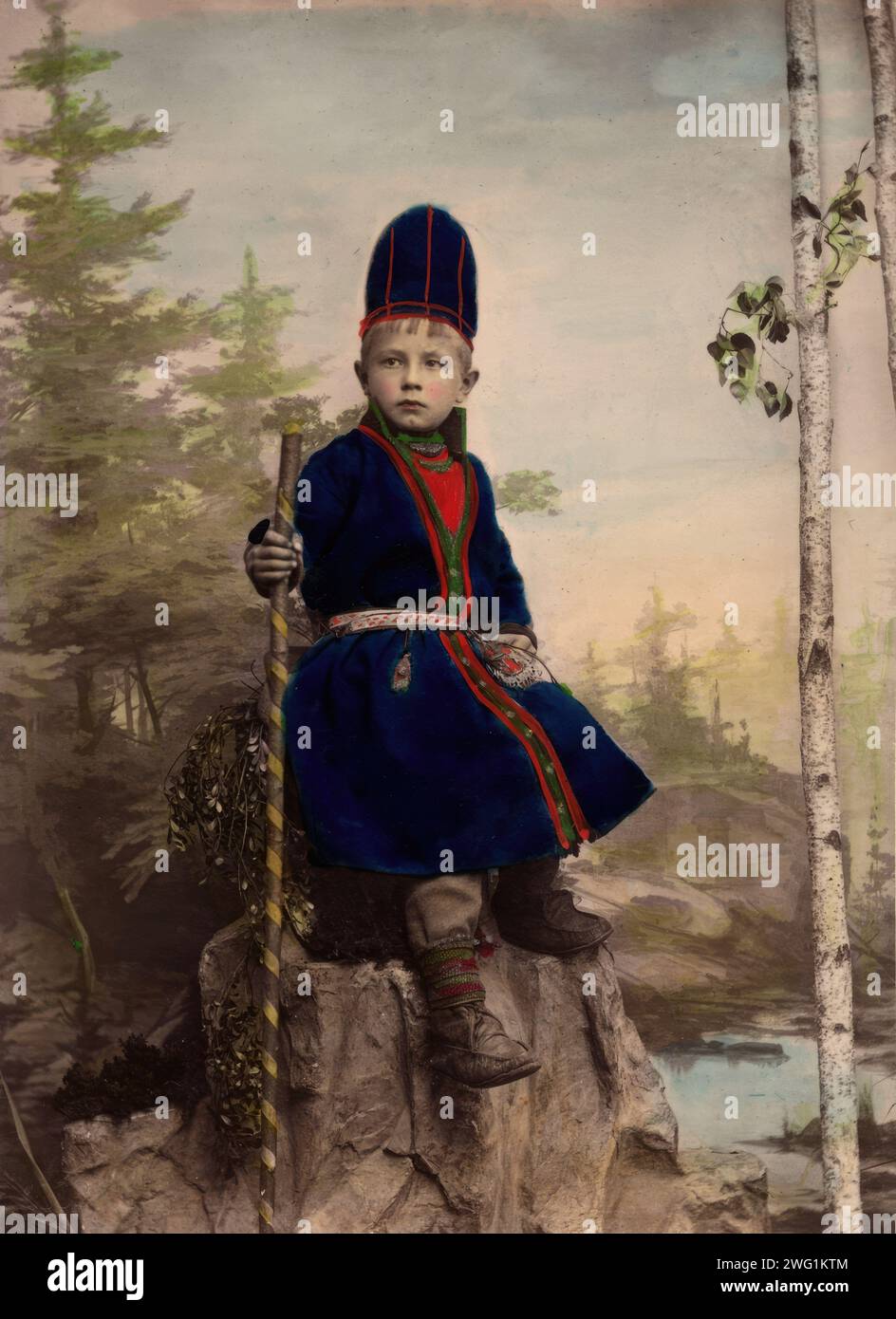 Nejla Åren, Frostviken, 1890-1900. Hand-coloured full-length studio ...