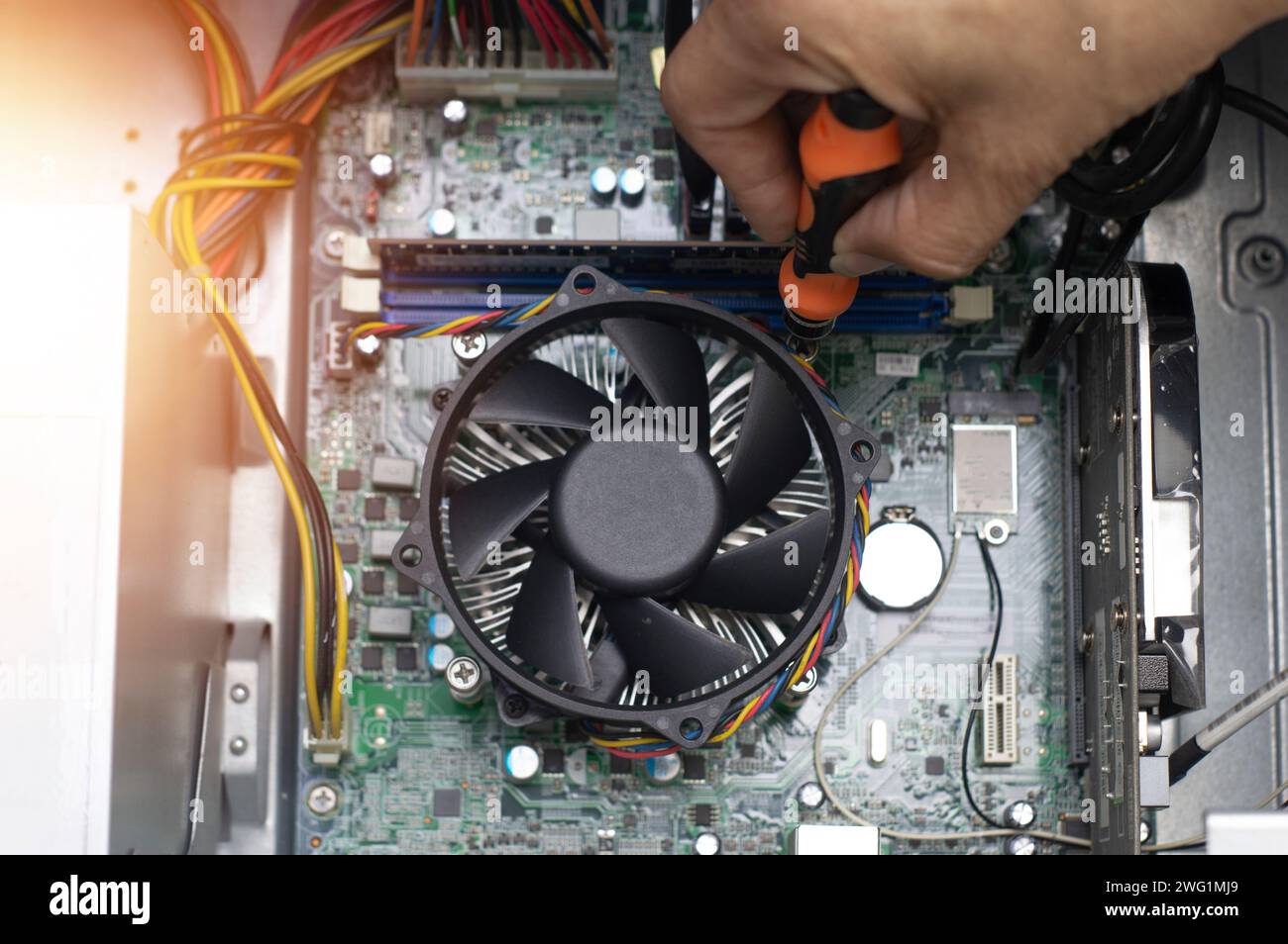 Technicians are repairing, assembling computer motherboards Stock Photo - Alamy