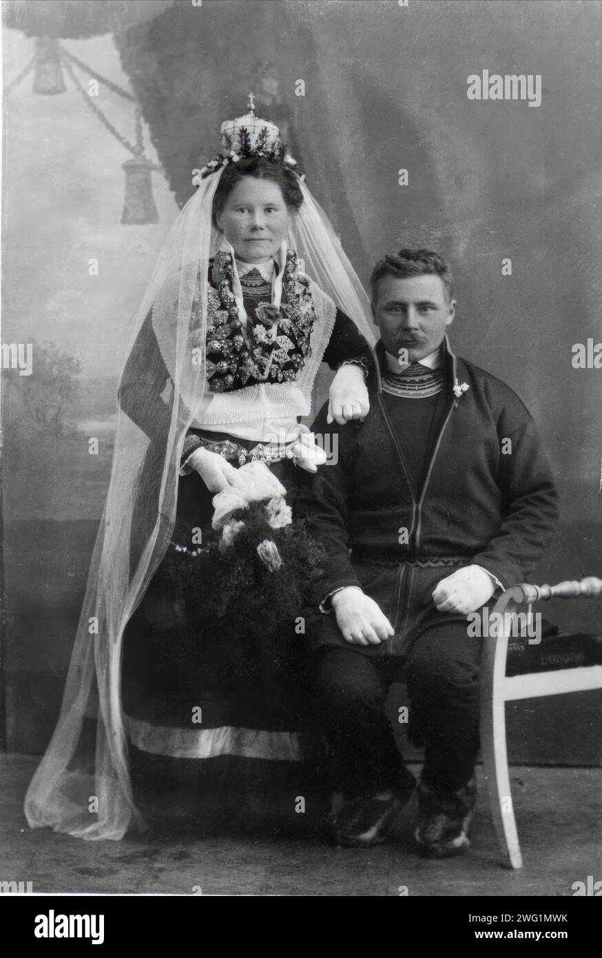 Wedding, 1914. The bride and groom Anna and Tomas Lambert Klementsson ...