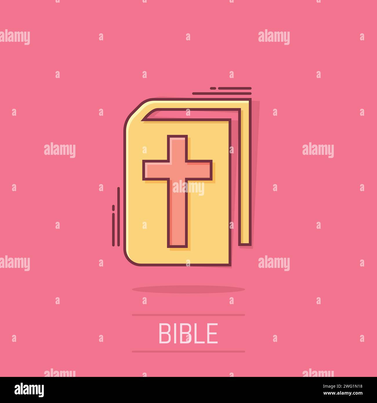 Bible book icon in comic style. Church faith cartoon vector ...
