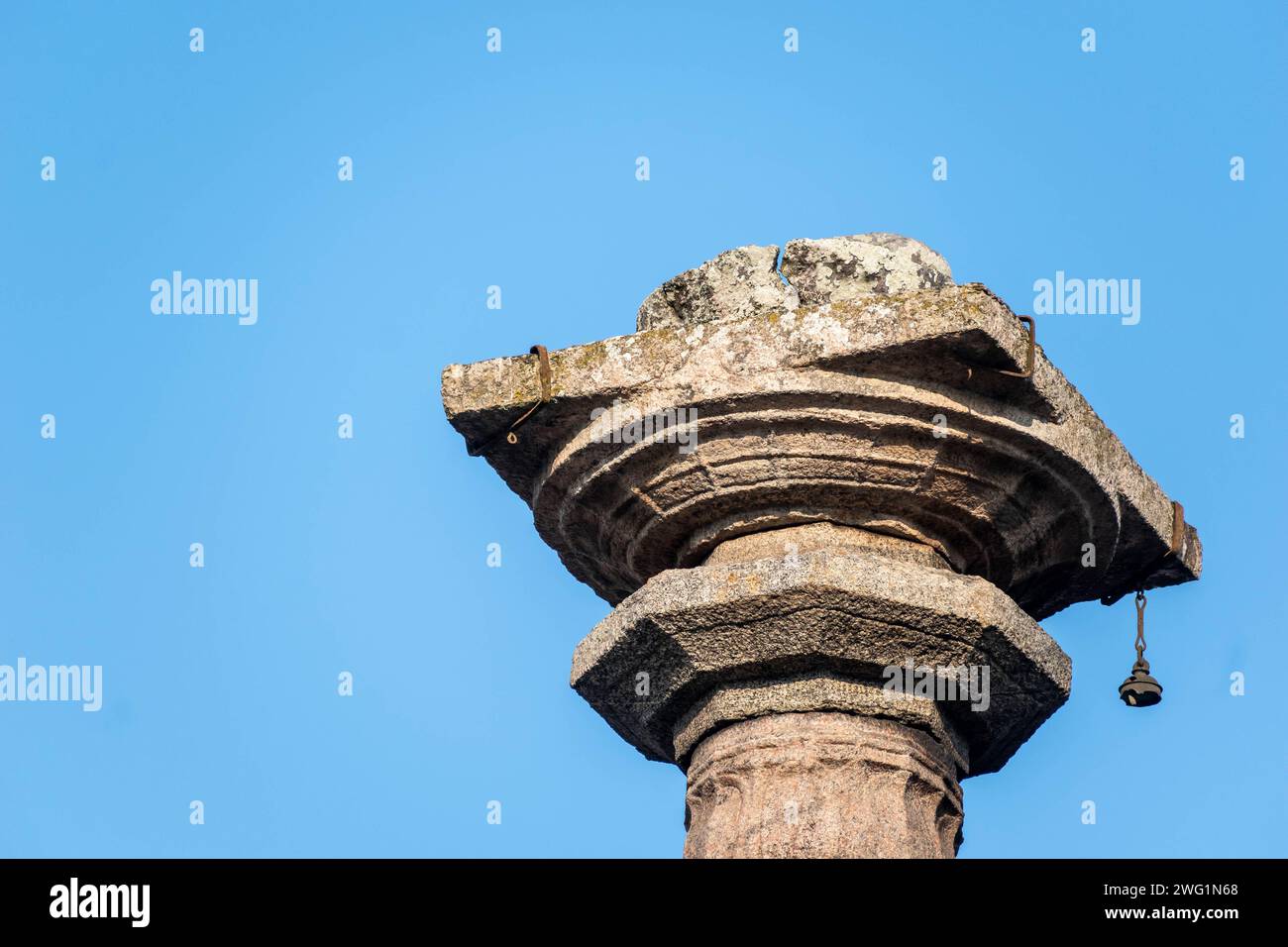 Detail of the capital of a stone pillar at the ancient Chennakeshava ...