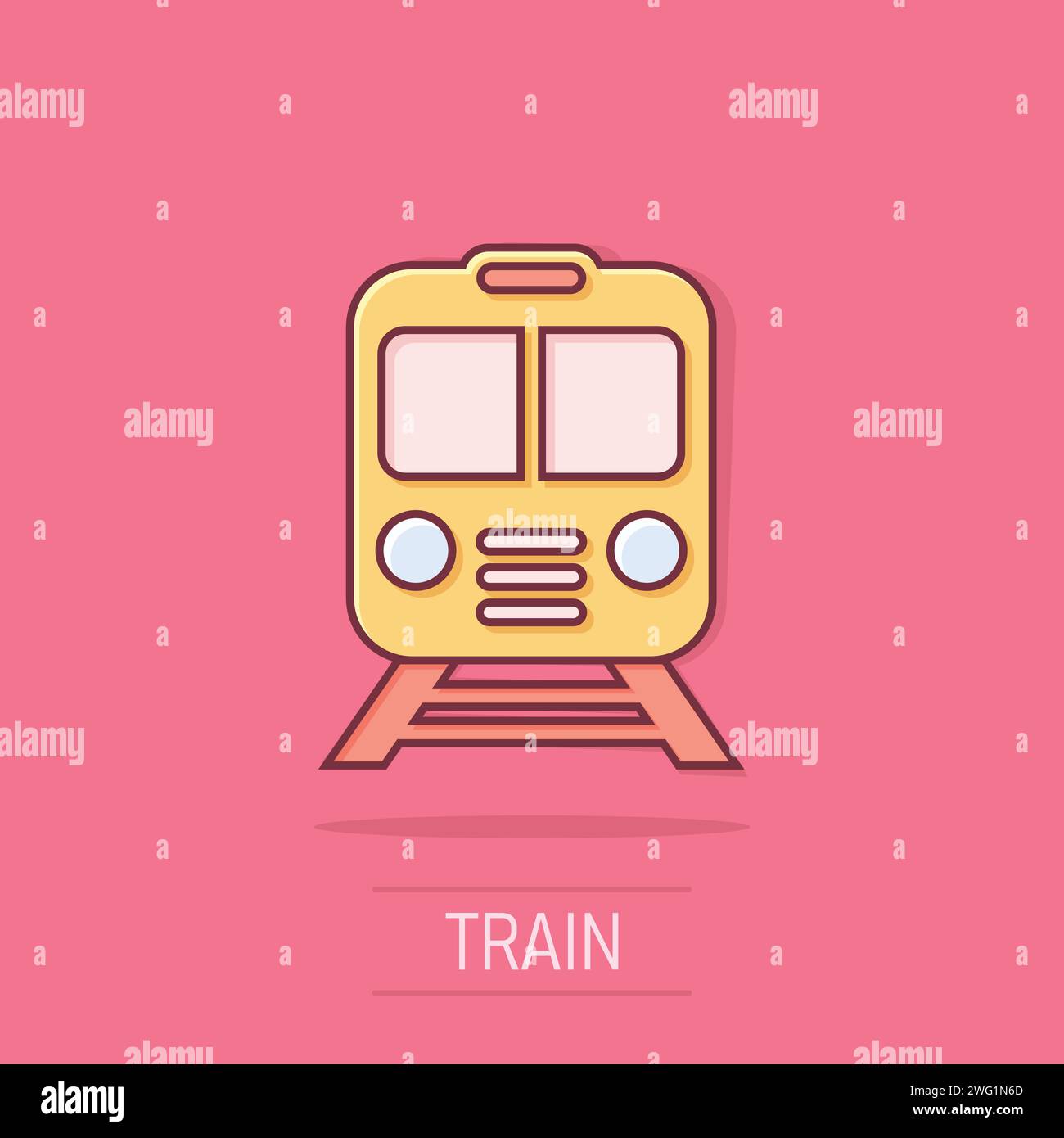 Metro icon in comic style. Train subway cartoon vector illustration on ...