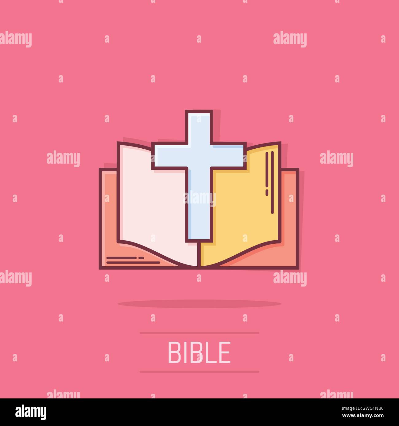 Bible book icon in comic style. Church faith cartoon vector ...