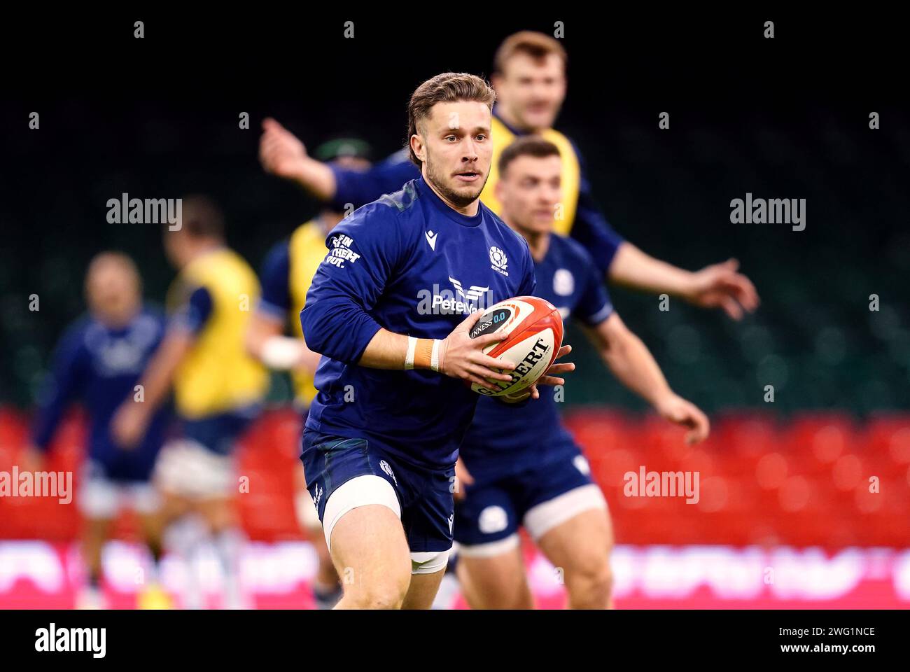 Scotland's Kyle Rowe during a team run at the Principality Stadium ...