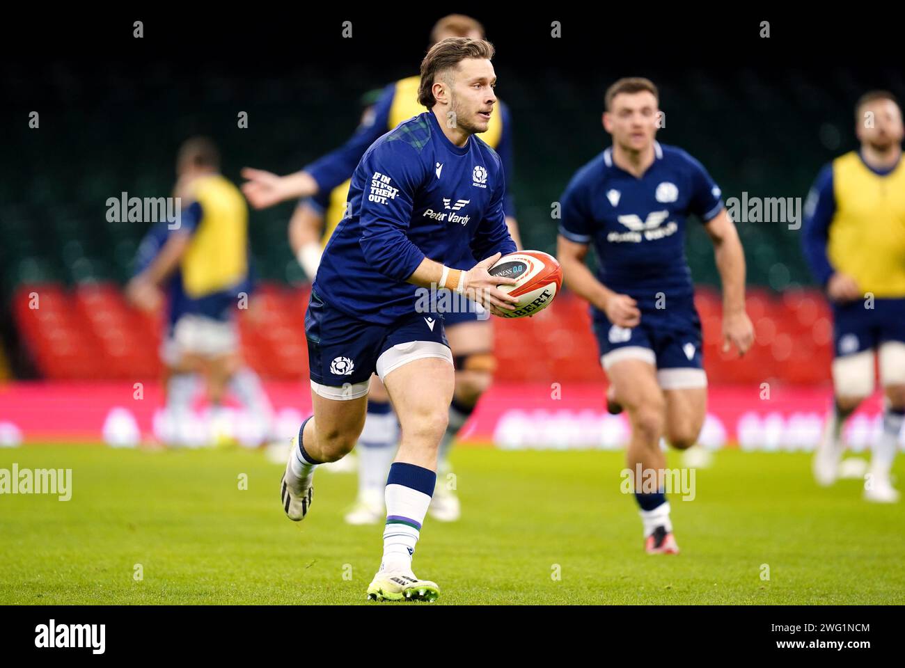 Scotland's Kyle Rowe during a team run at the Principality Stadium ...