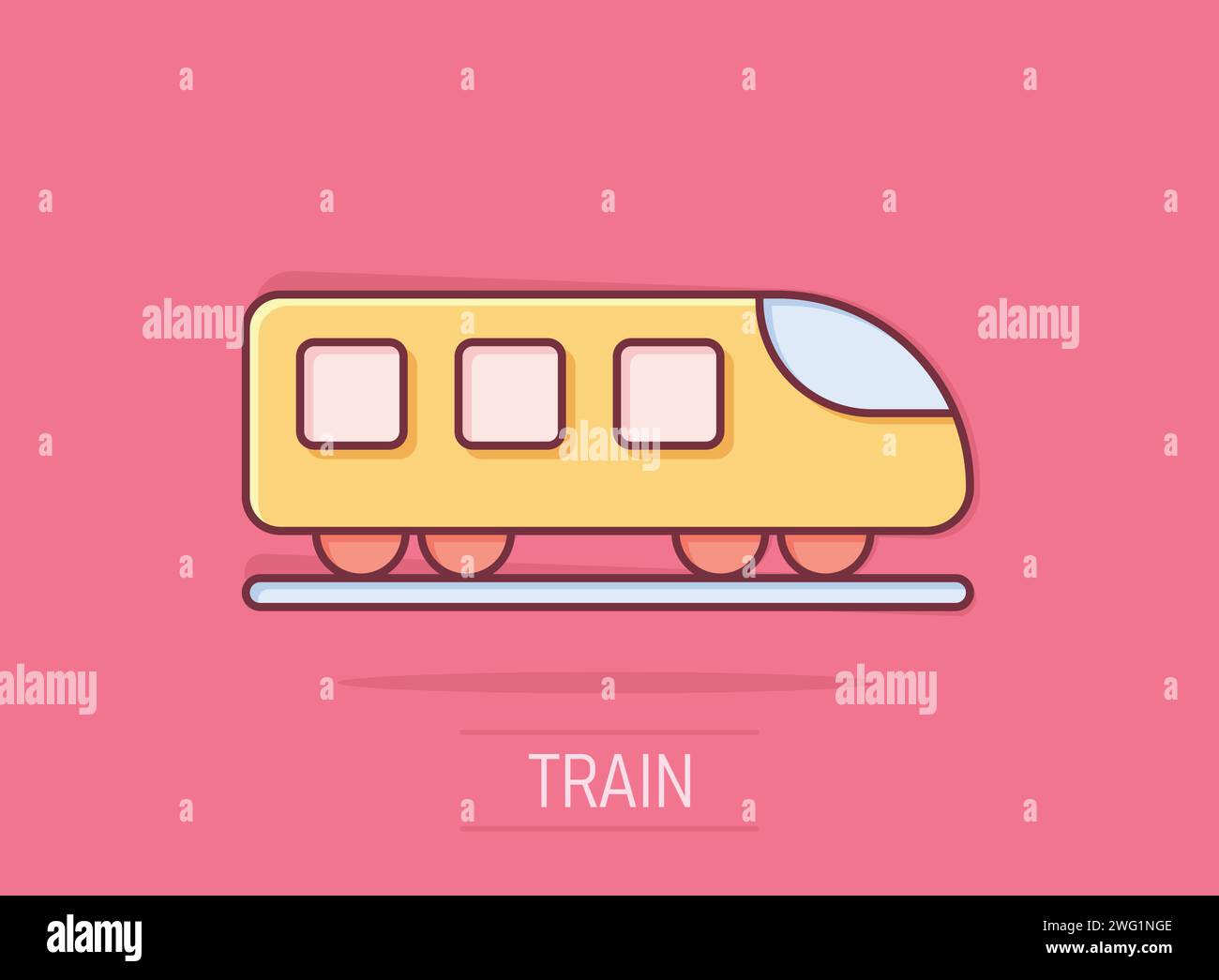 Metro icon in comic style. Train subway cartoon vector illustration on ...