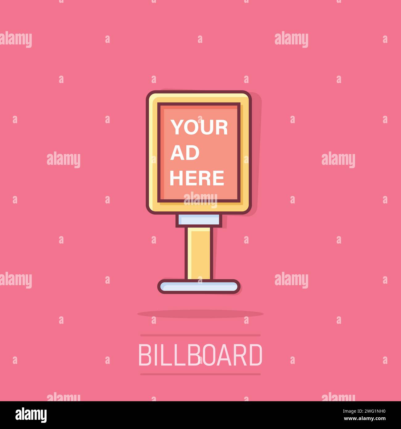 Billboard icon in comic style. Citylight display cartoon vector ...