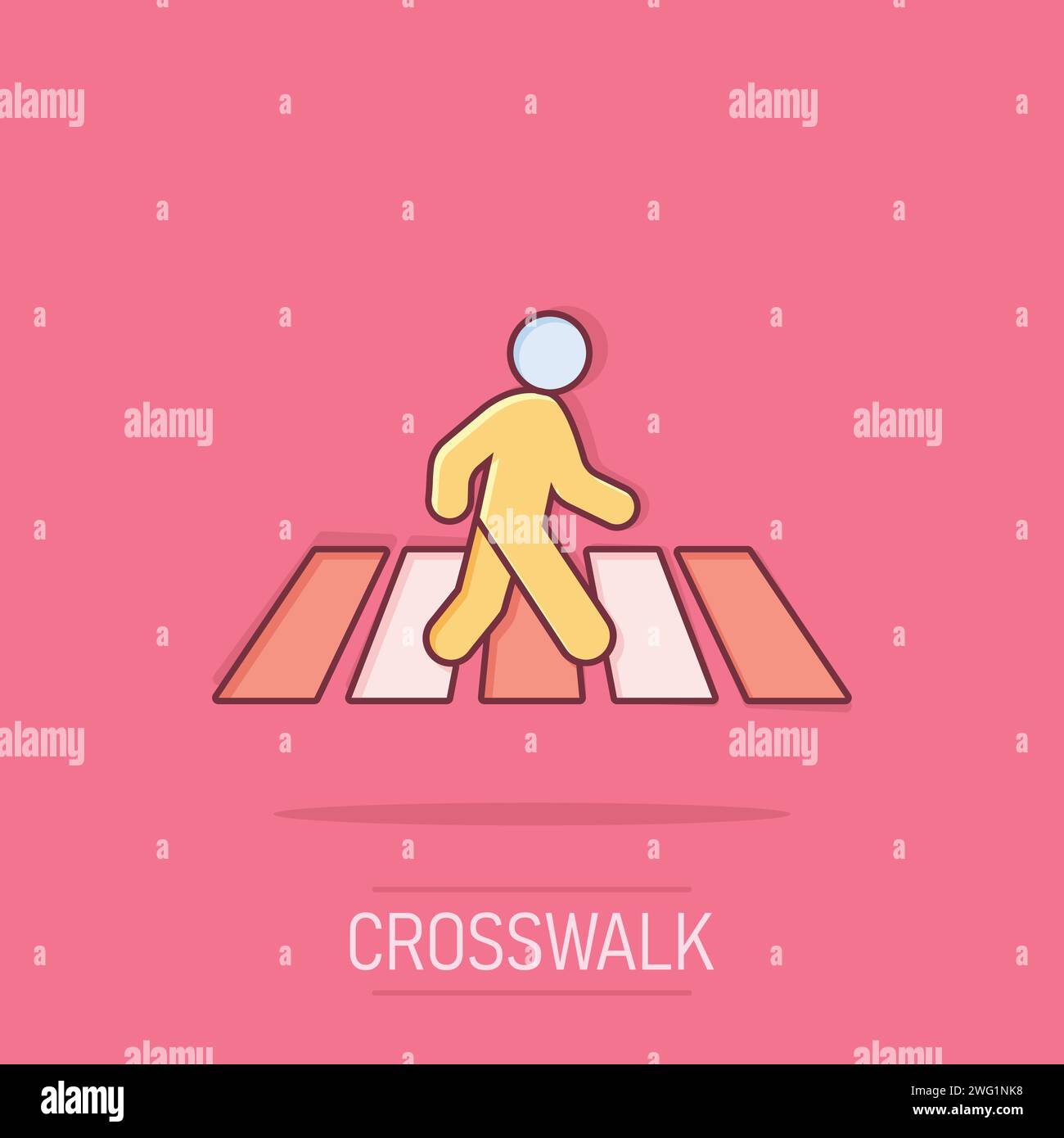 Pedestrian crosswalk icon in comic style. People walkway cartoon sign ...