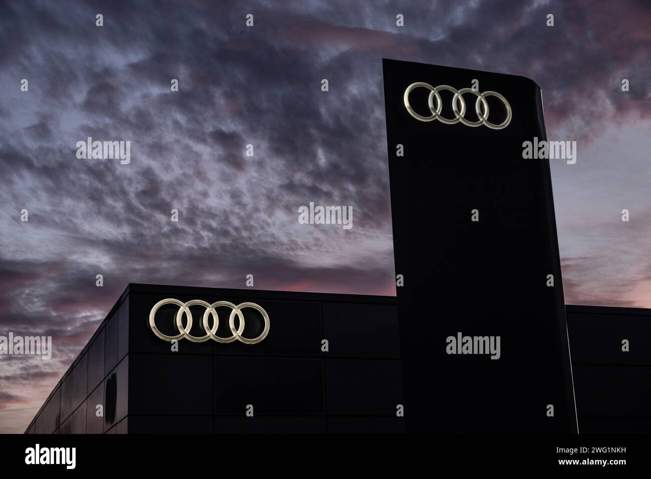 AUDI showroom on a winters morning, England, United Kingdom Stock Photo ...