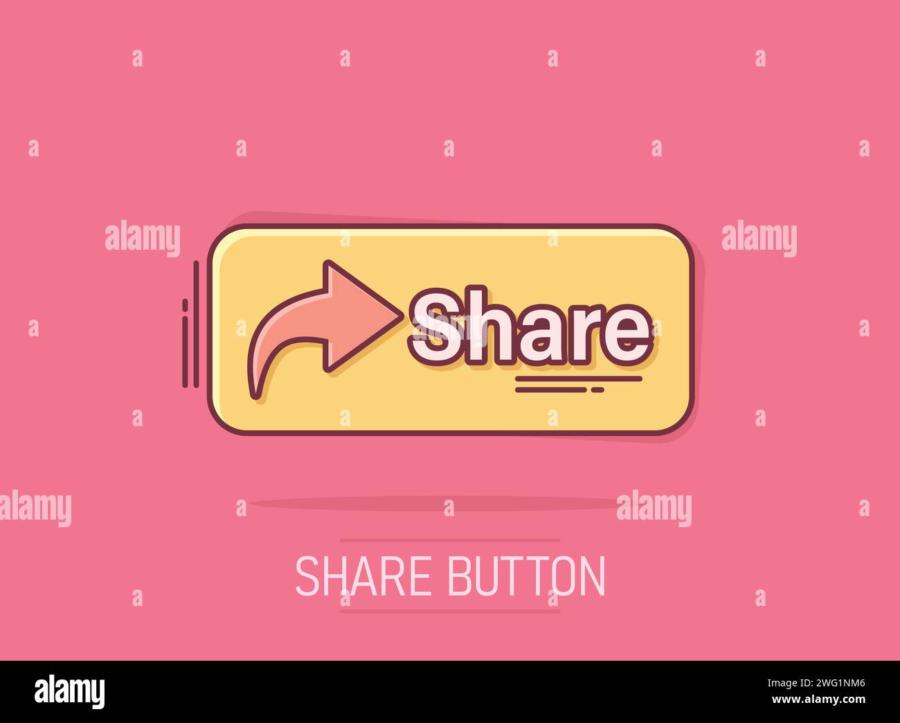 Share button icon in comic style. Arrow cartoon sign vector ...
