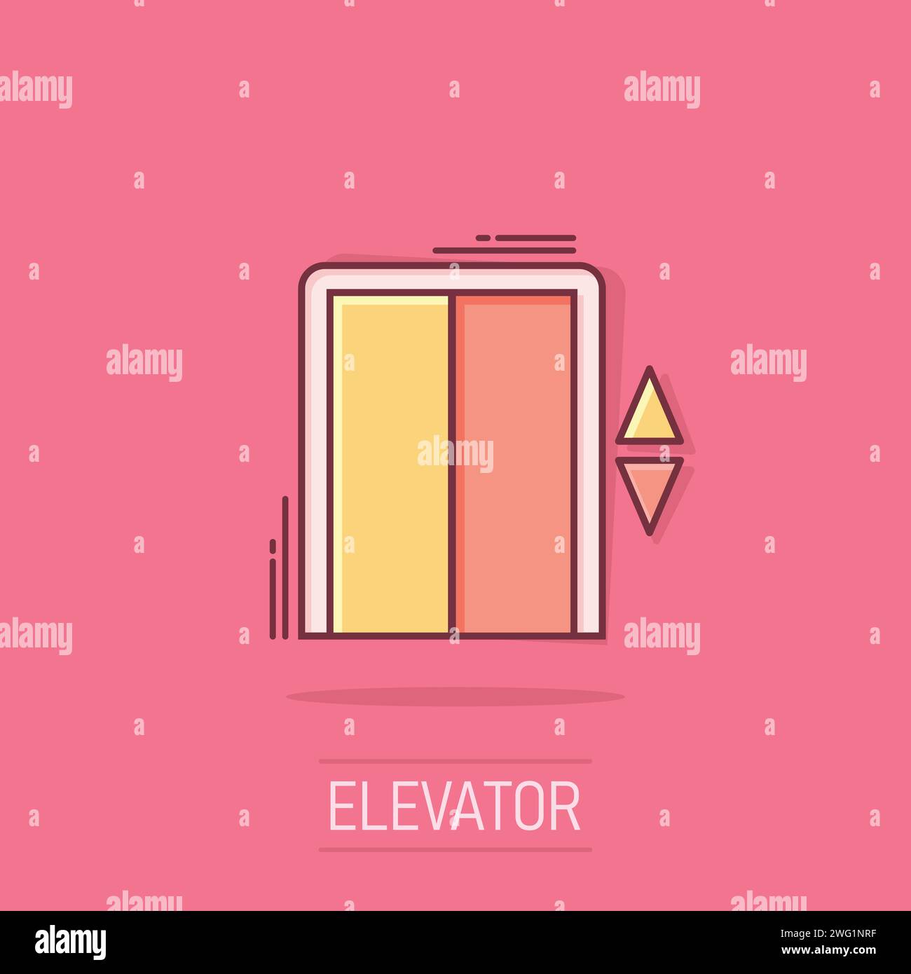 Elevator icon in comic style. Lift cartoon vector illustration on white ...