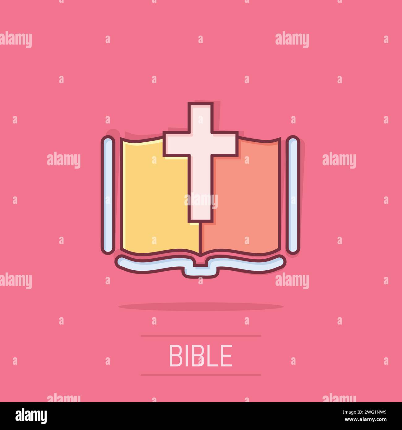 Bible book icon in comic style. Church faith cartoon vector ...