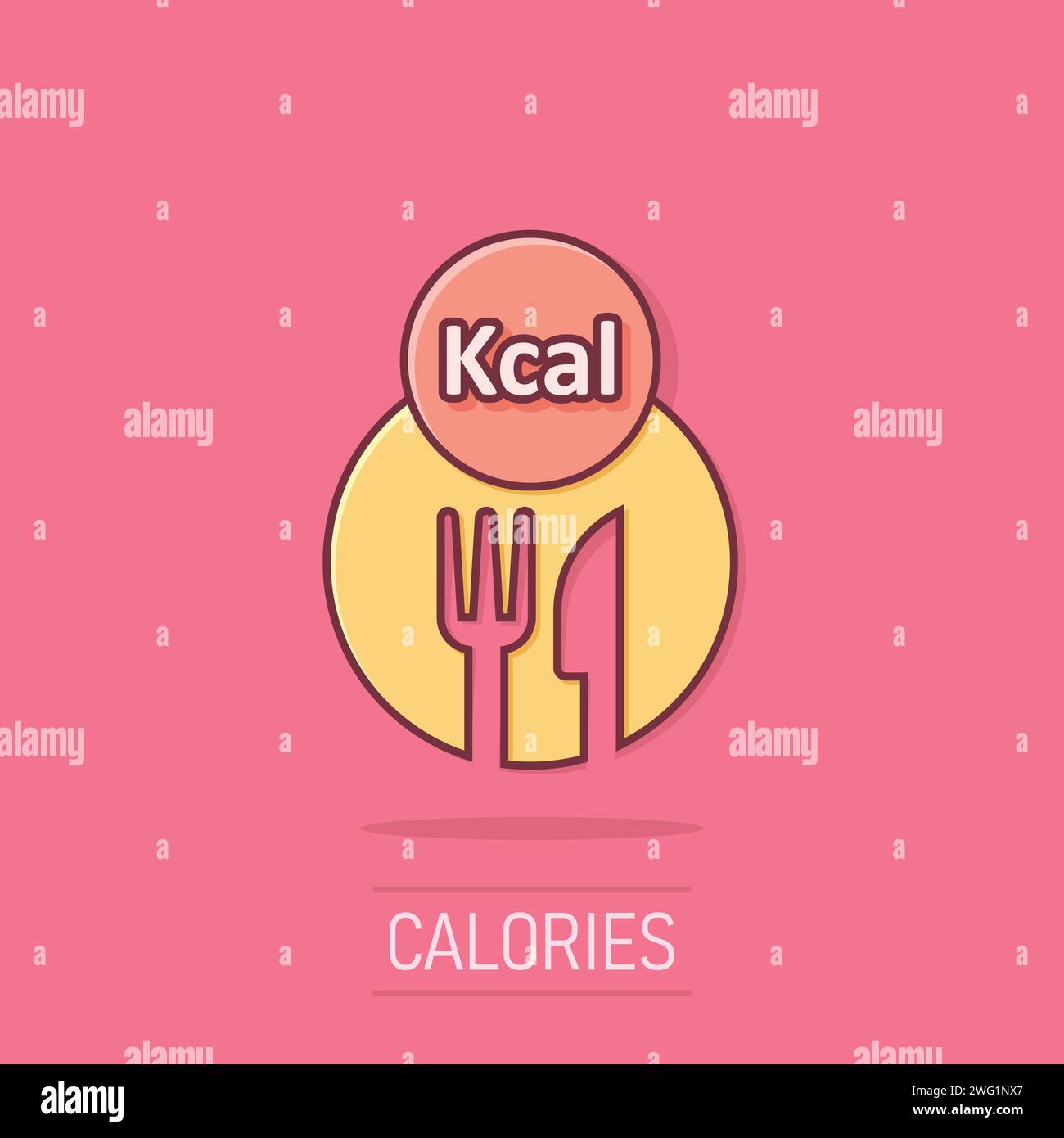 Kcal icon in comic style. Diet cartoon vector illustration on white ...