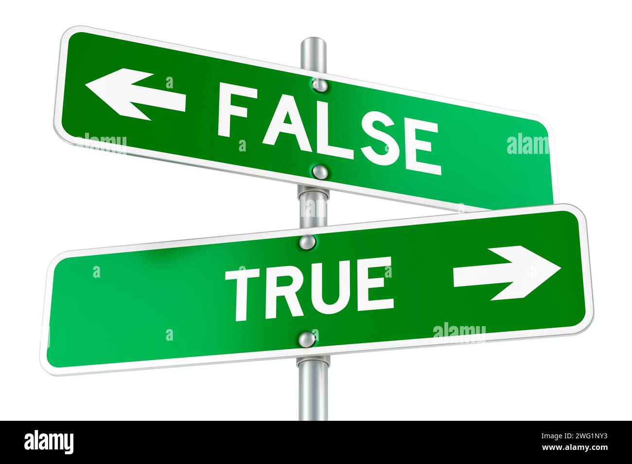 False or True. Opposite traffic sign, 3D rendering isolated on white ...