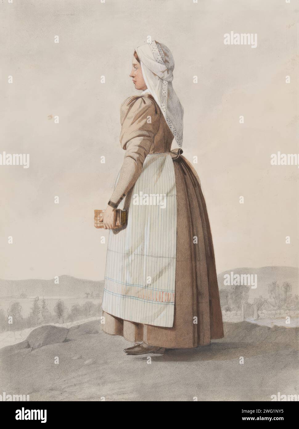 Woman in costume in profile, 1810-1857. The first booklet of the 19th ...