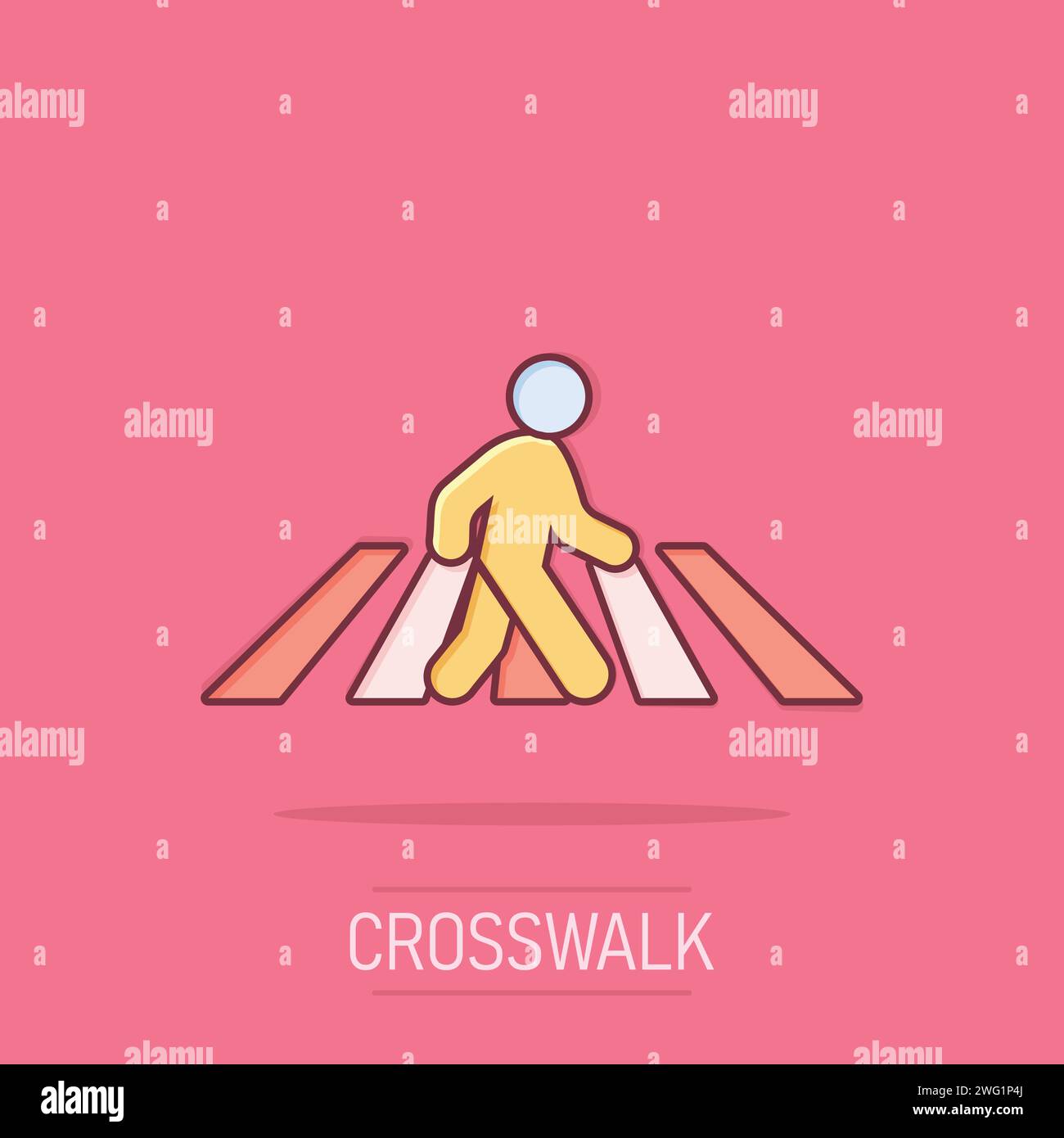Pedestrian crosswalk icon in comic style. People walkway cartoon sign ...