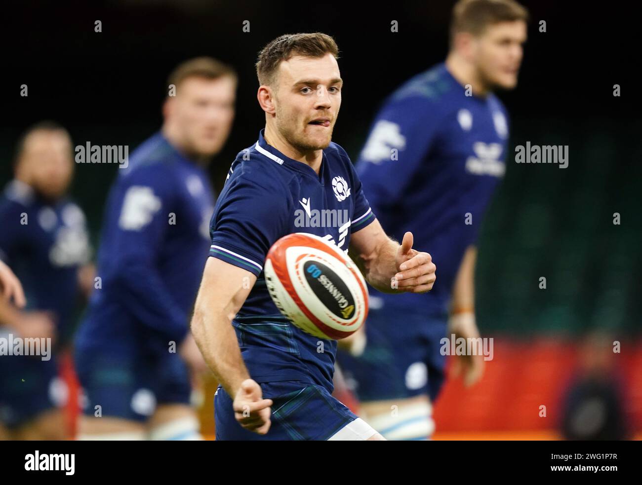 Scotland's Ben White during a team run at the Principality Stadium ...