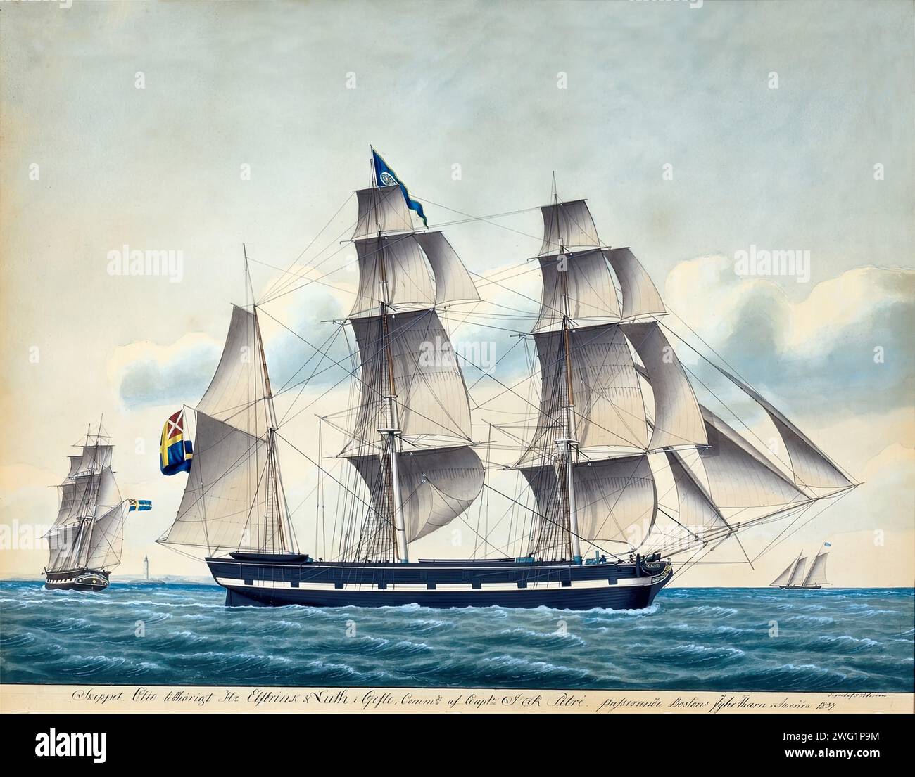 Barque Clio, 1852. The ship belonged to Elfbrink & Luth in Gefle Stock ...