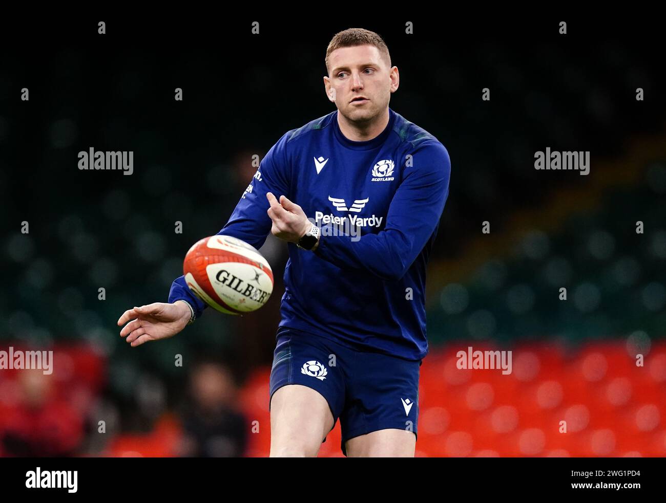 Scotland's Finn Russell during a team run at the Principality Stadium ...
