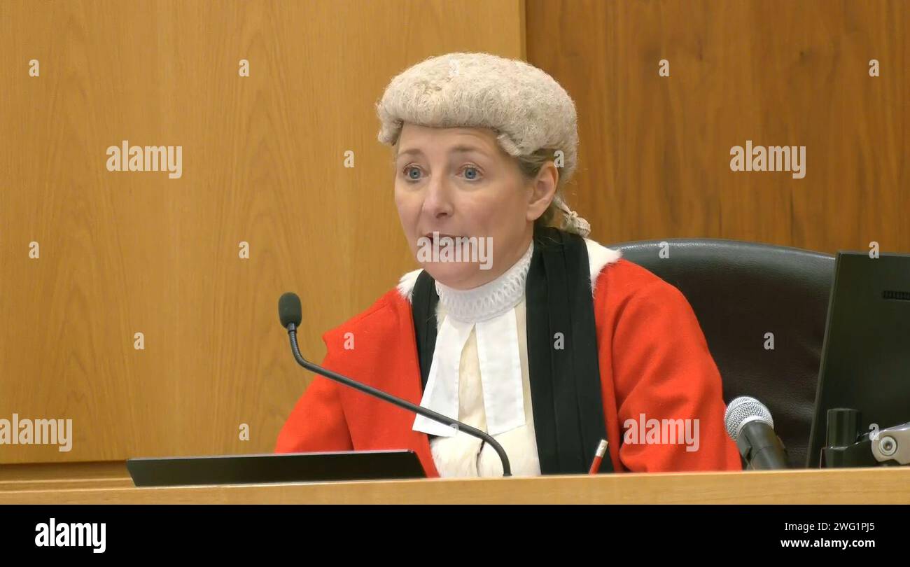 Screen grab taken from PA Video of Mrs Justice Yip reading her remarks ...