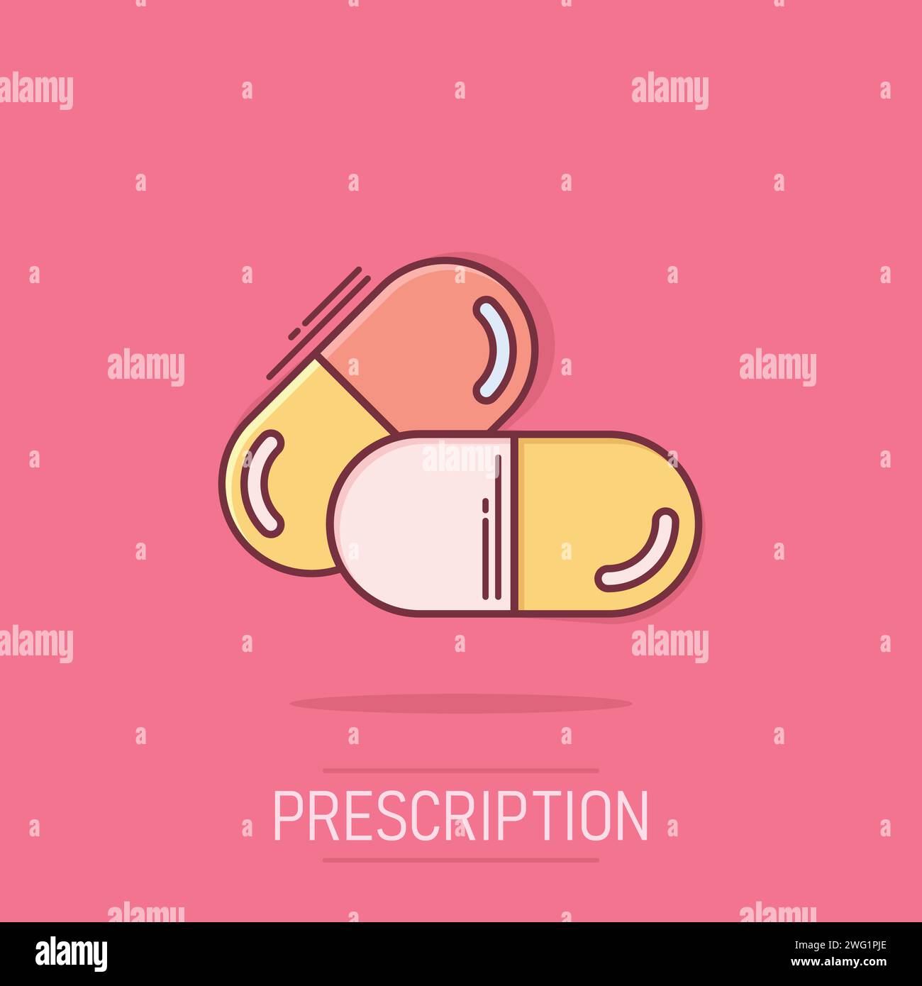 Pill capsule icon in comic style. Drugs cartoon vector illustration on ...