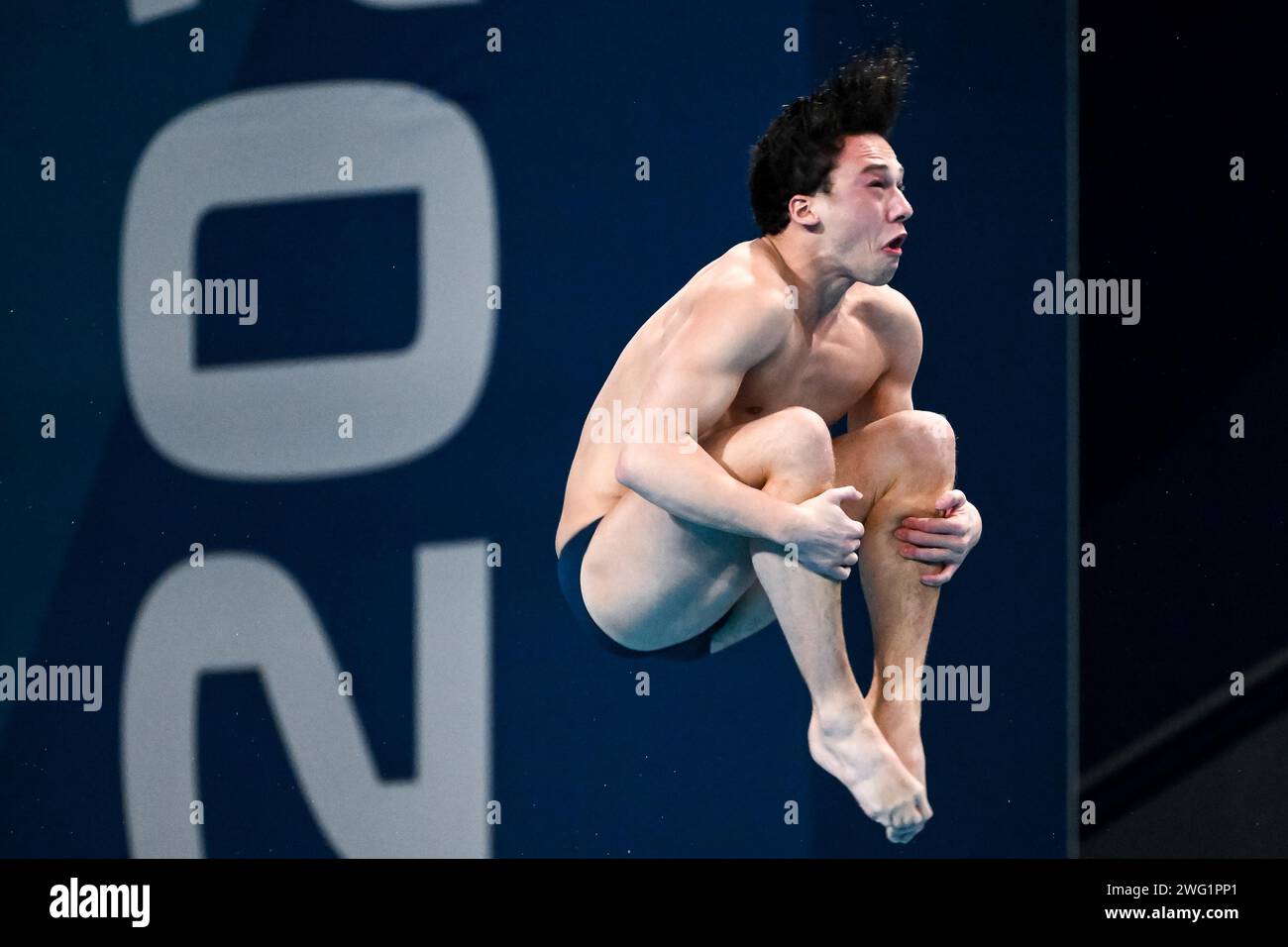 Matteo Santoro of Italy competes in the diving Team Eventi Mixed Final ...