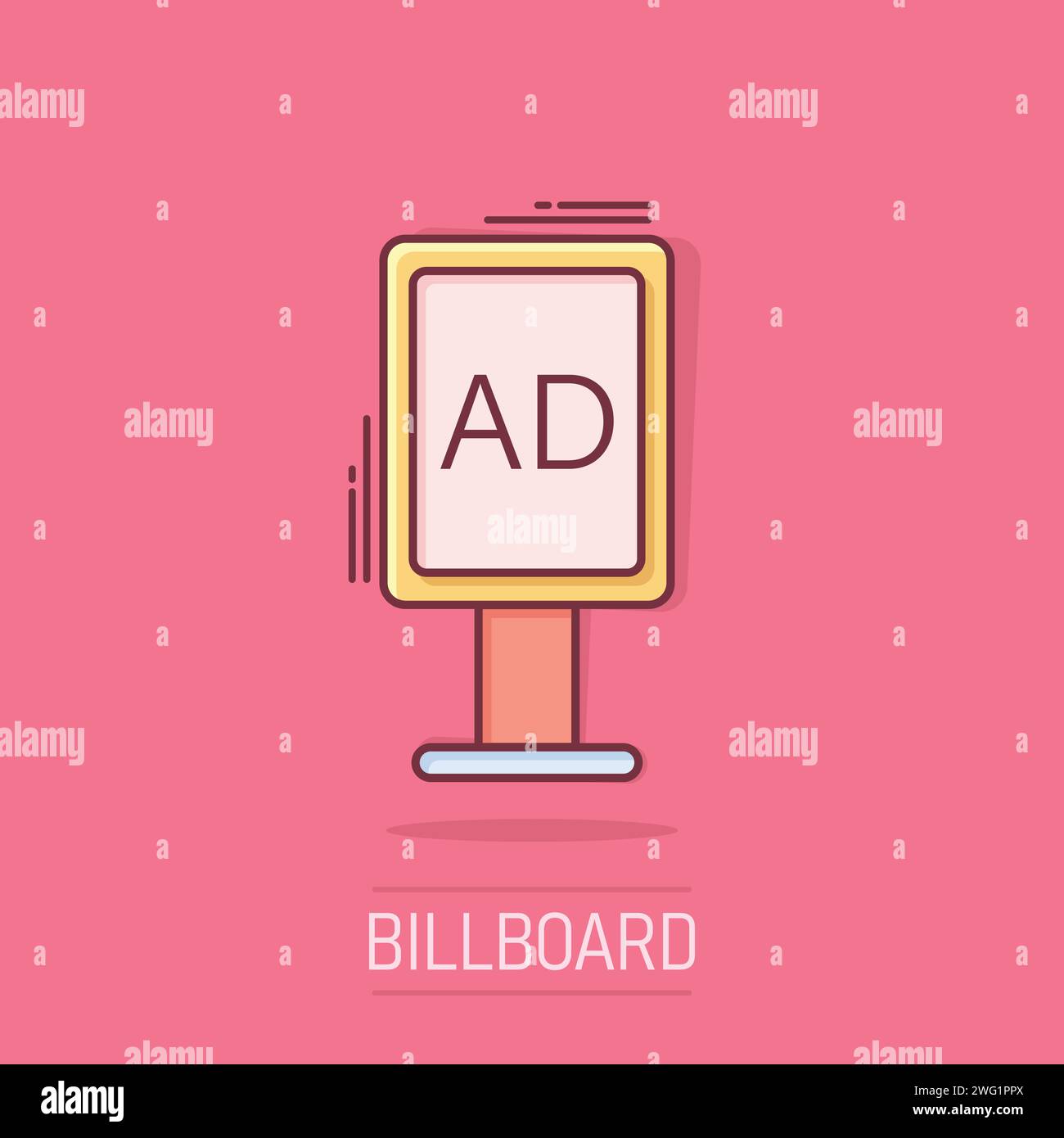 Billboard icon in comic style. Citylight display cartoon vector ...