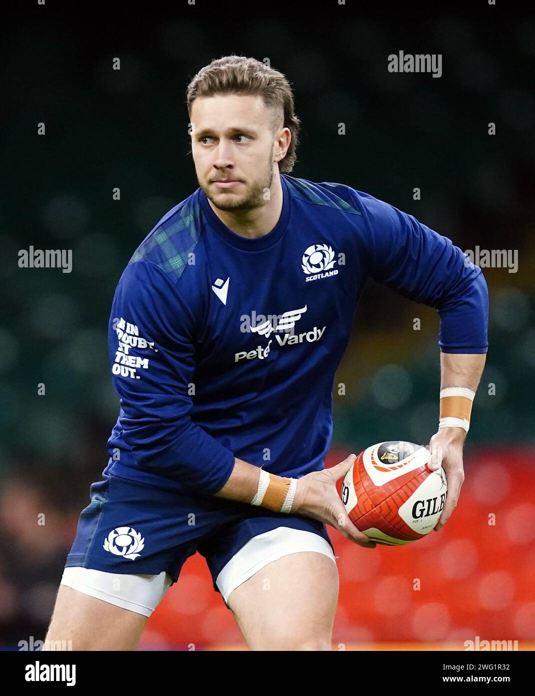 Scotland's Kyle Rowe during a team run at the Principality Stadium ...