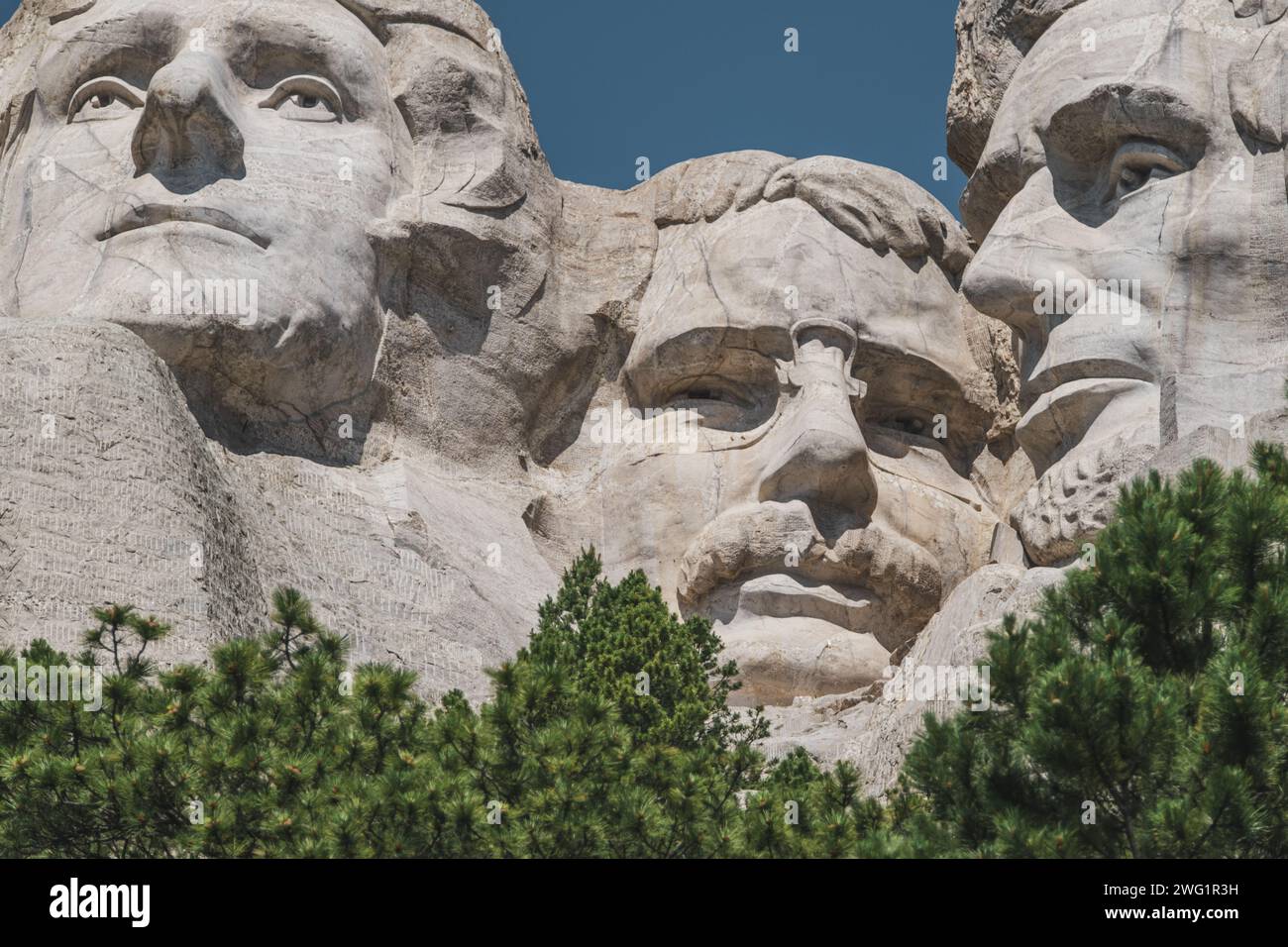 Close-up view of Theodore Roosevelt carved into the mountainside at Mt ...