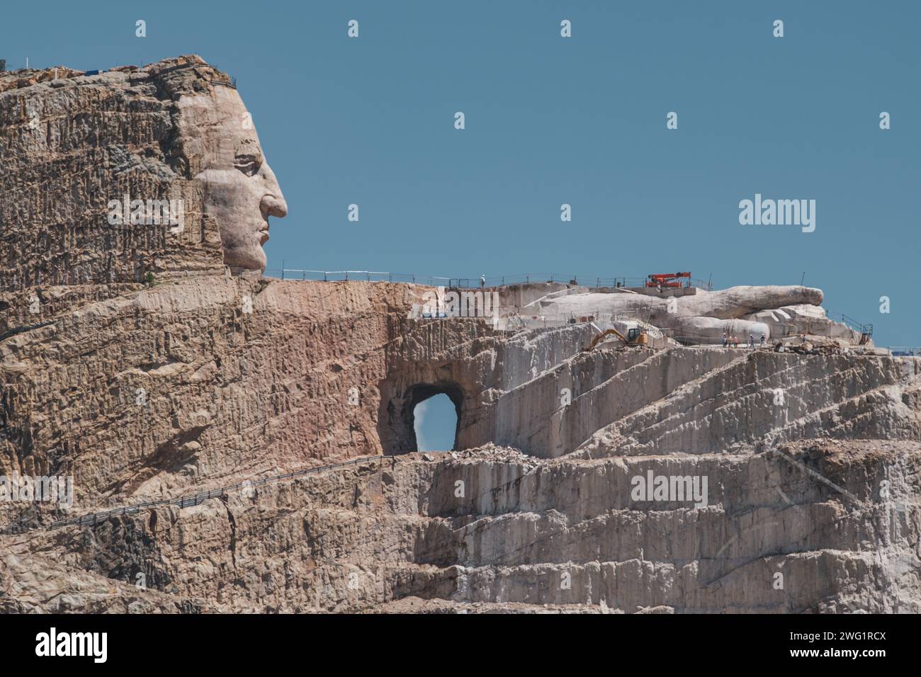 Close-up view of the Crazy Horse Memorial, in the process of being ...