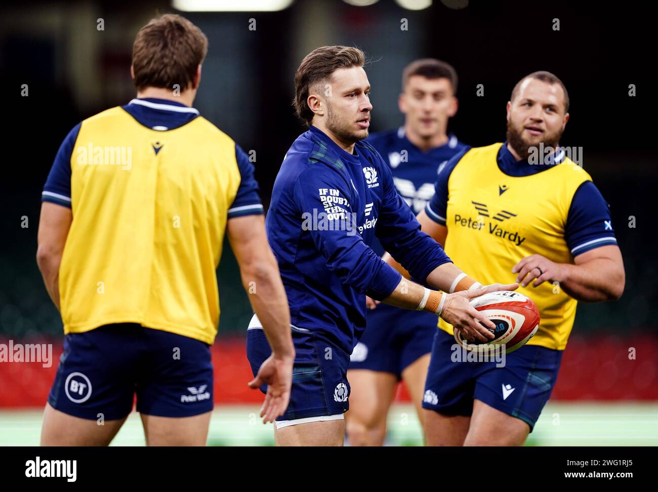 Scotland's Kyle Rowe during a team run at the Principality Stadium ...